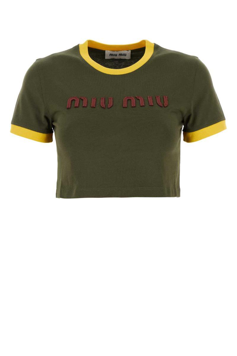 Miu Miu T-shirt in Green | Lyst