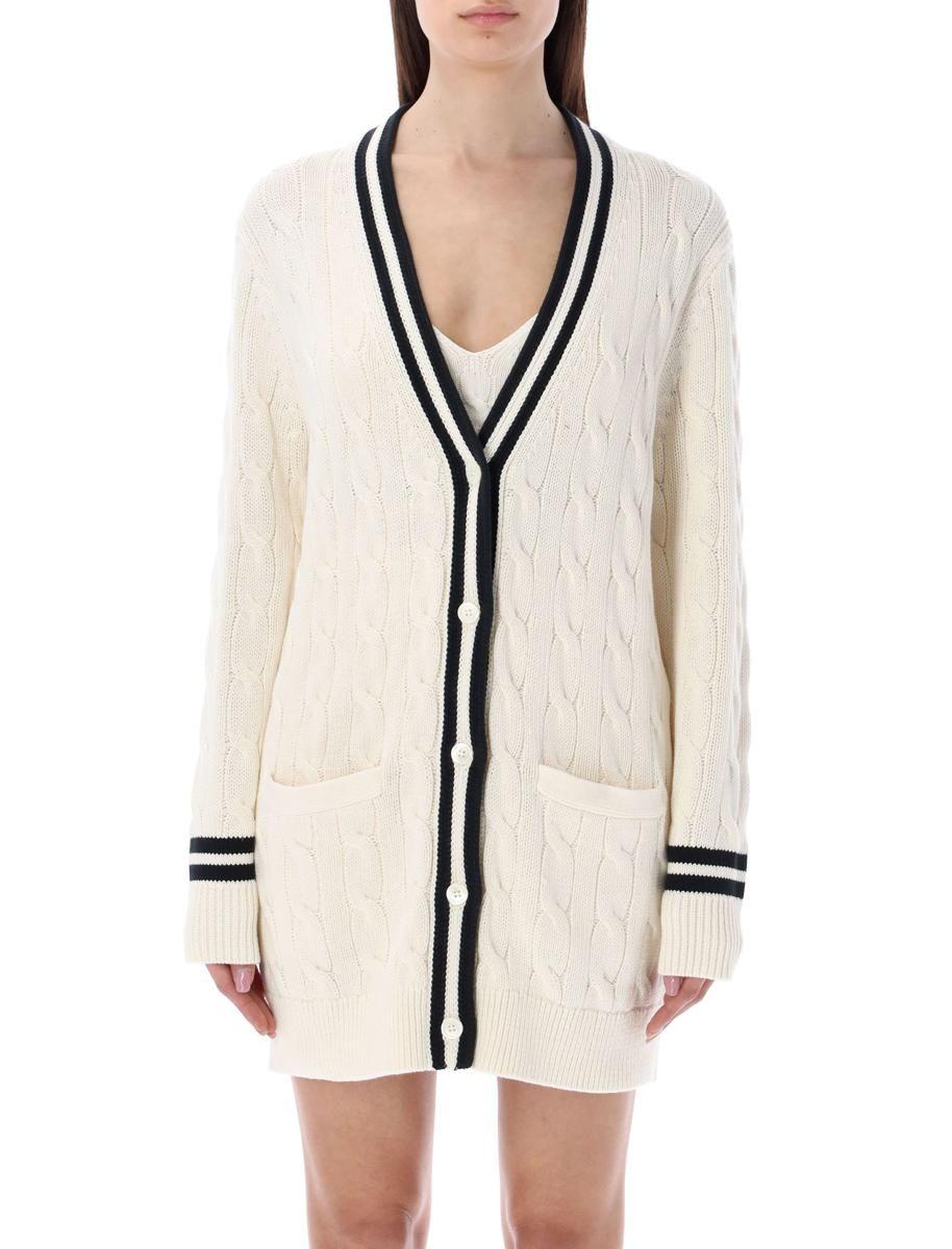 Polo Ralph Lauren Cricket Cable Knit Cardigan In Natural Lyst