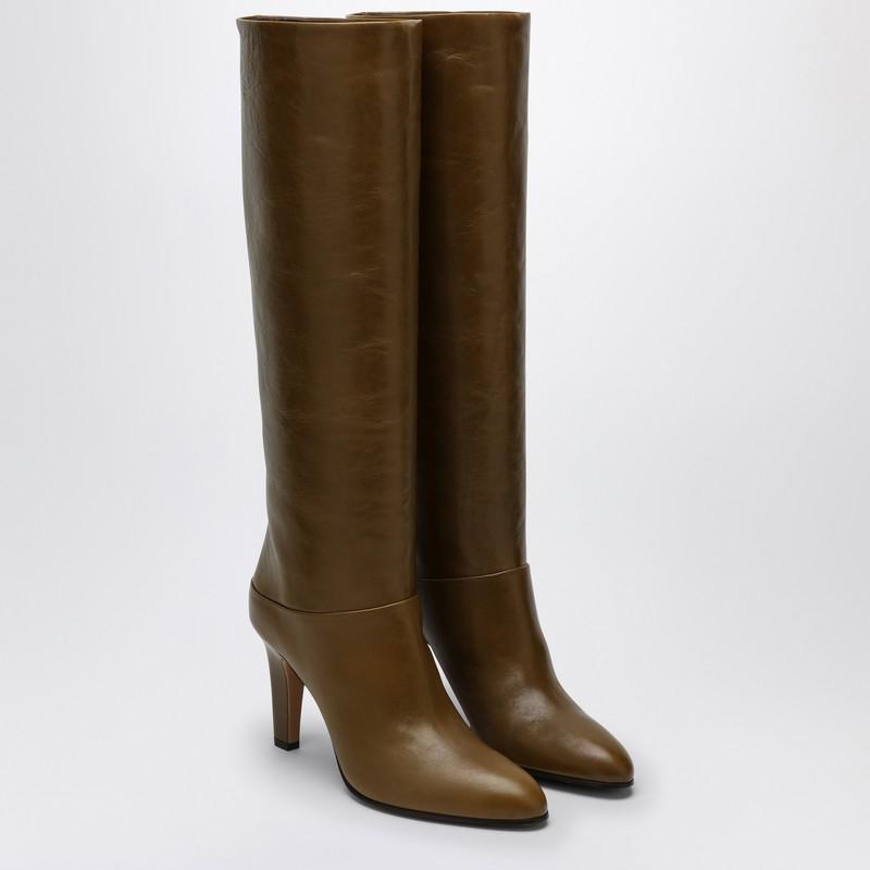 Chloé Vintage Khaki Leather High Boots in Brown | Lyst