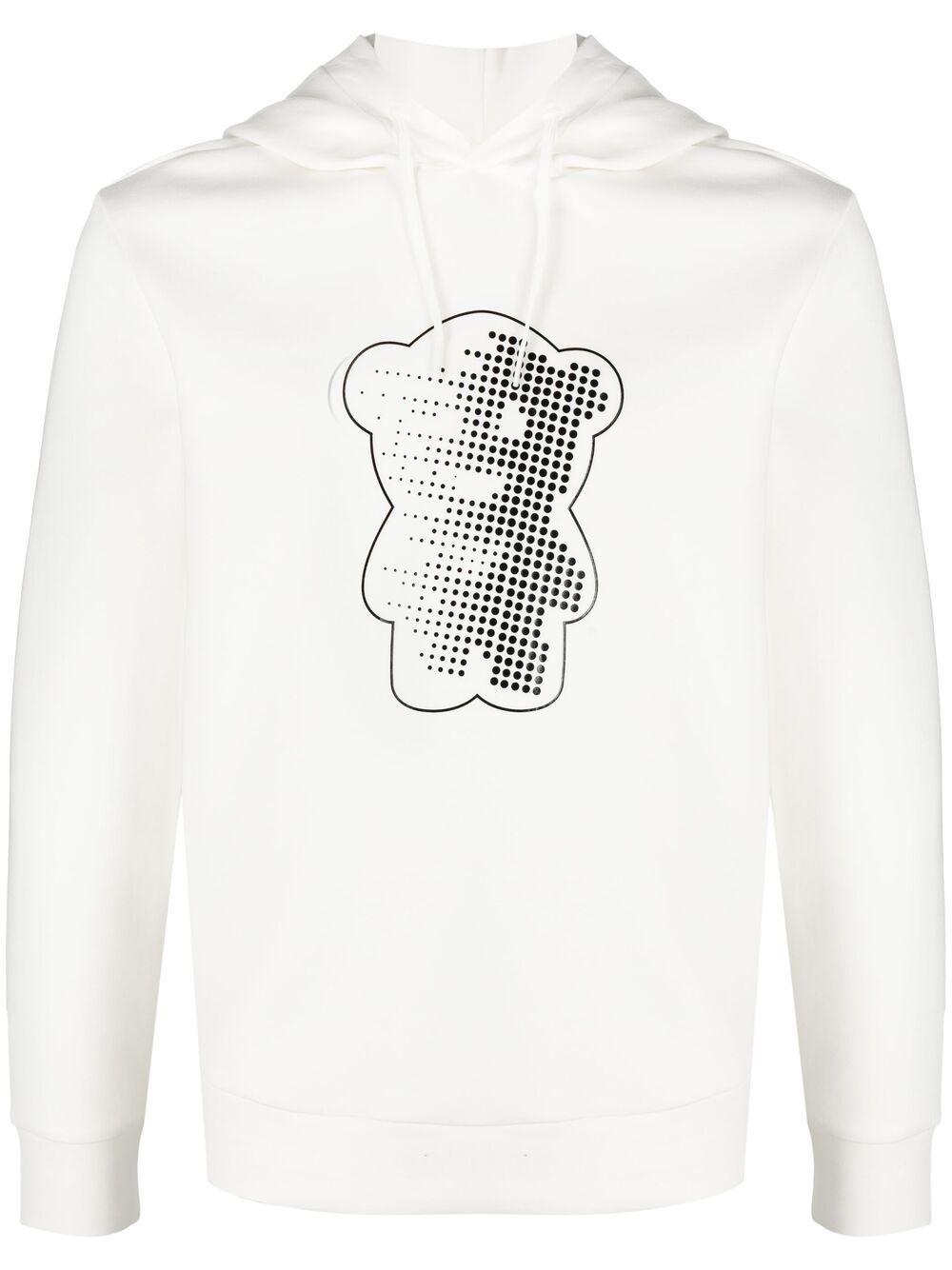 Emporio Armani Teddy print Hoodie in White for Men Lyst