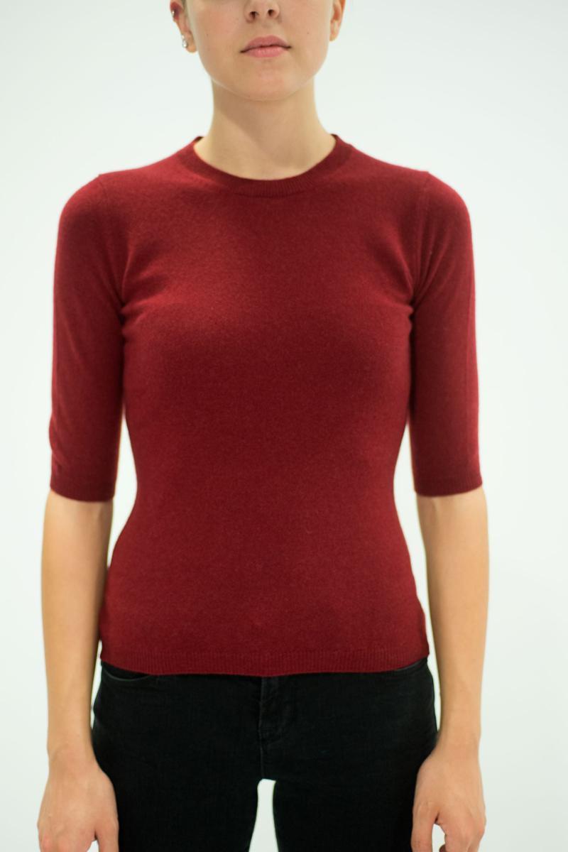 LA ROSE Maglia 3/4 Cashmere Bordeaux in Red | Lyst