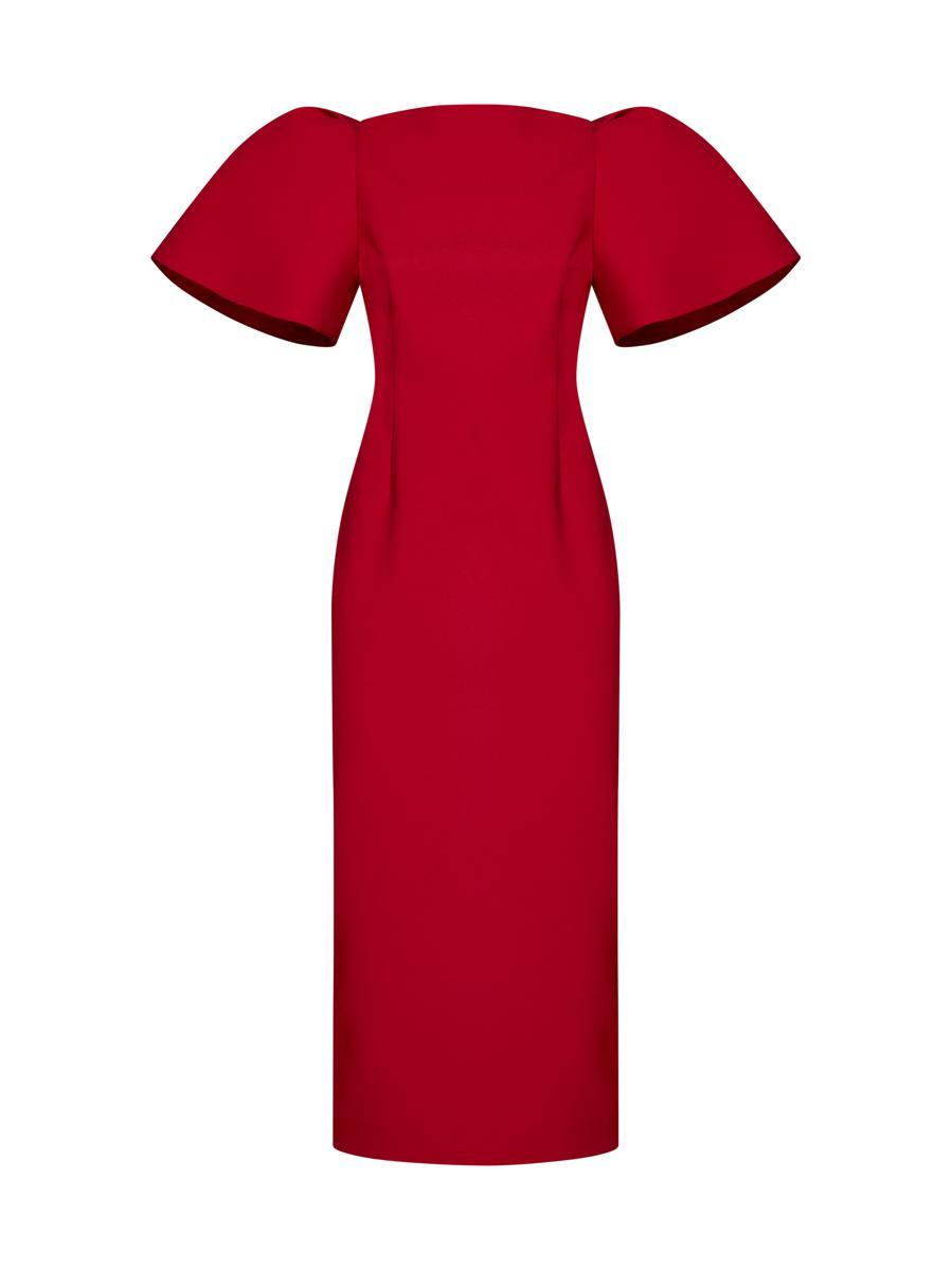 Solace London Lora Midi Dress in Red | Lyst