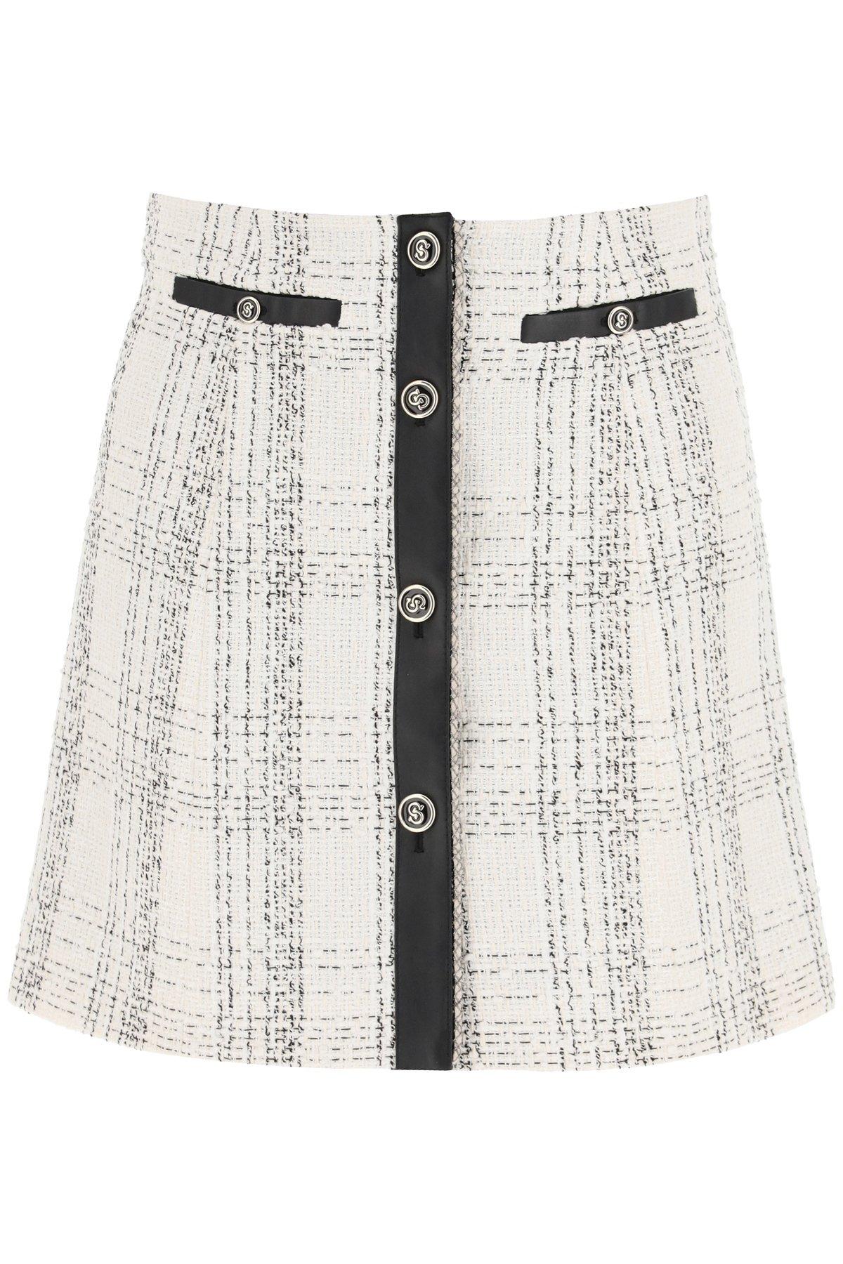 Ferragamo Tartan Tweed And Leather Mini Skirt - Save 10% - Lyst