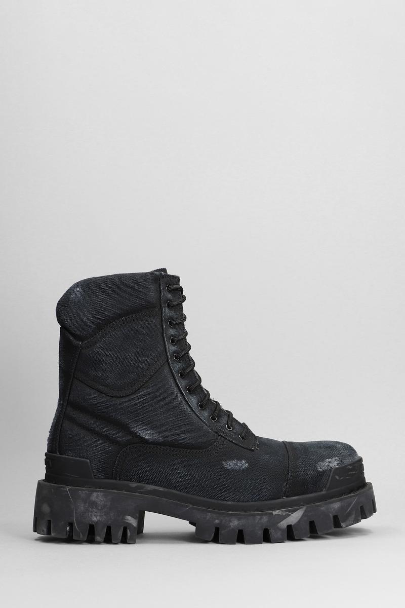 Balenciaga Combat Strike Canvas Combat Boots in Black for Men | Lyst