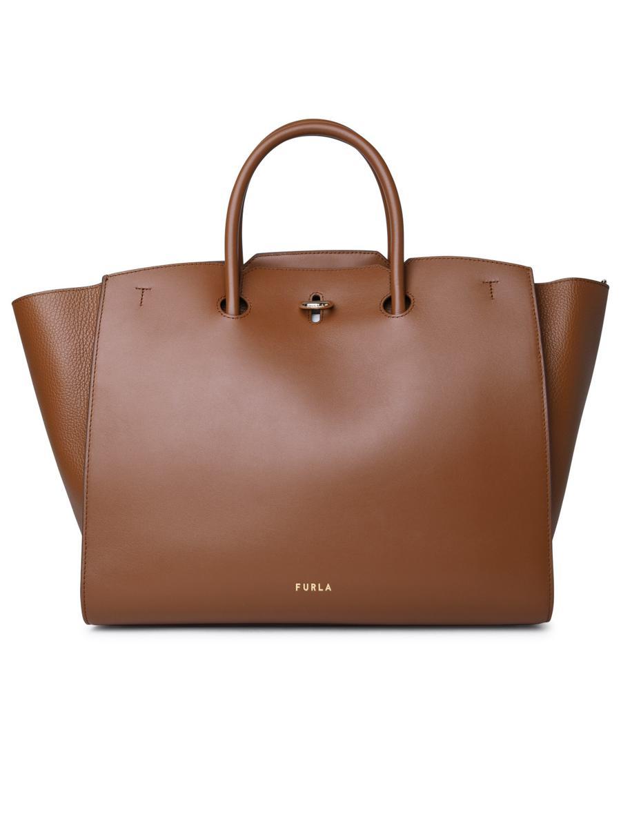 Furla Genesi Logo Detailed Large Tote Bag in Brown | Lyst