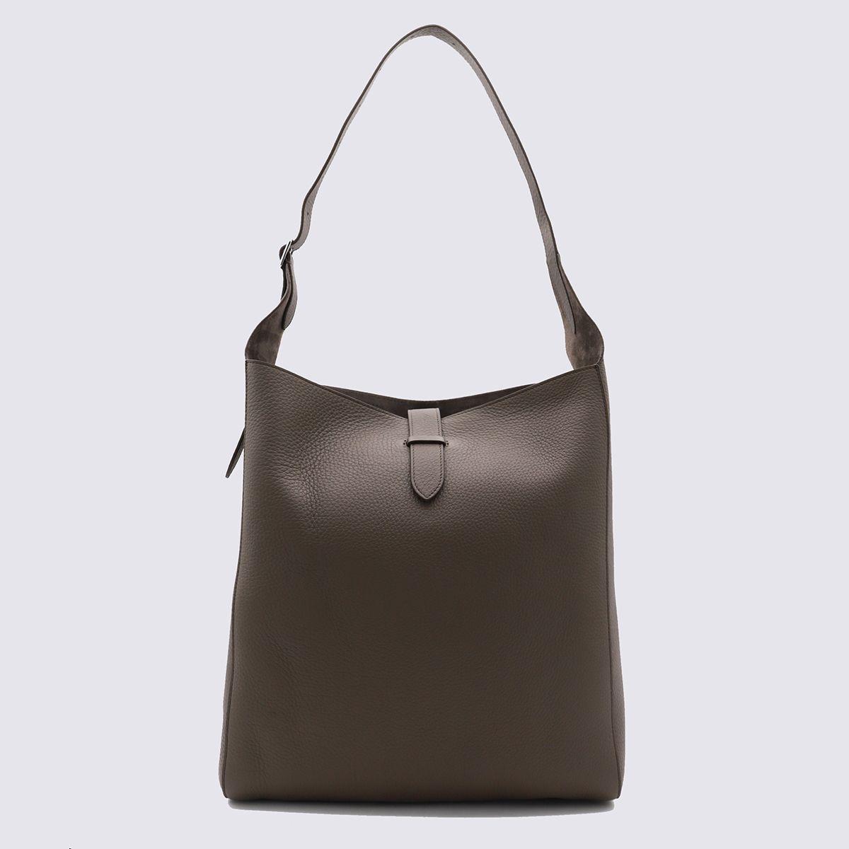 The Row Leather Hobo Tote Bag in Brown | Lyst