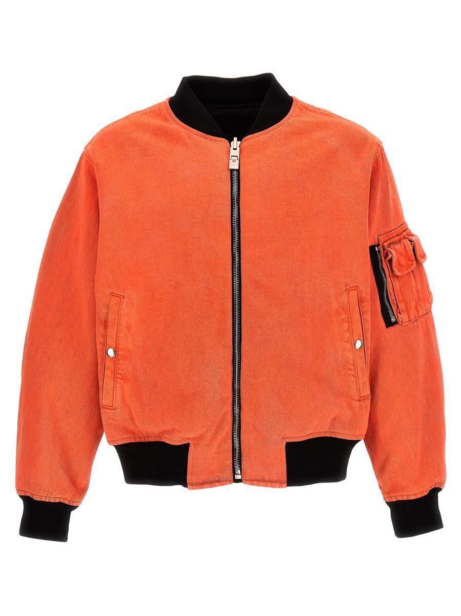 Givenchy Nylon Reversible Denim Bomber Jacket in Orange for Men | Lyst