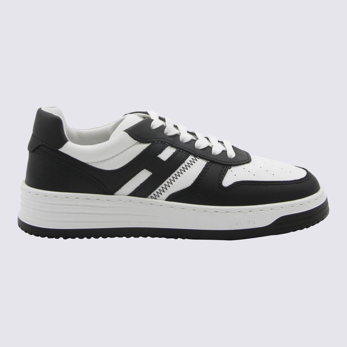 Hogan Black And White Leather Sneakers | Lyst