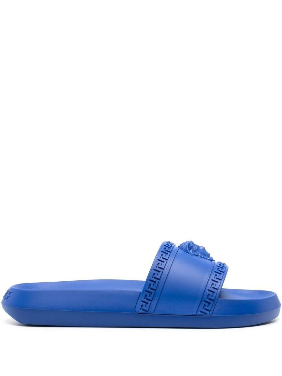Versace Medusa Head Slide Sandals in Blue for Men | Lyst