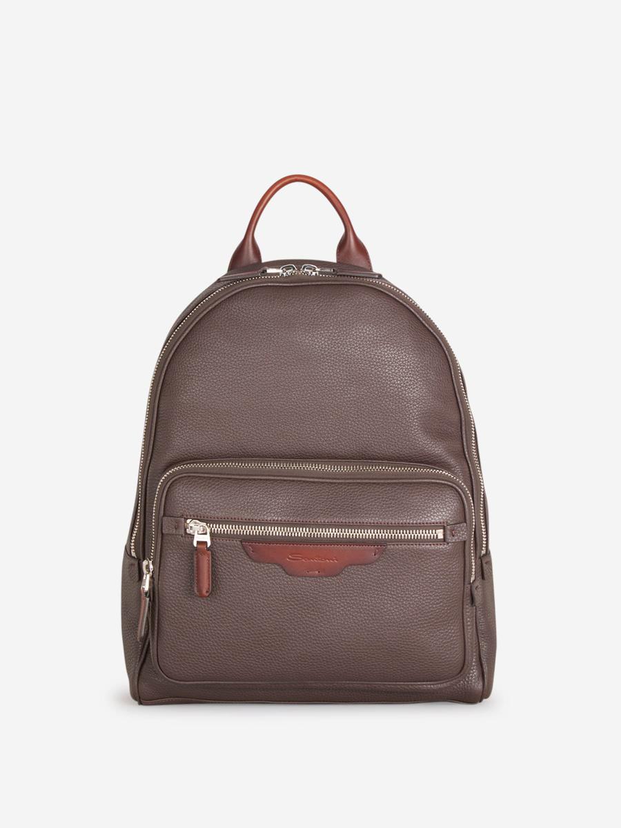 Santoni Two-Tone Leather Backpack in Brown for Men | Lyst