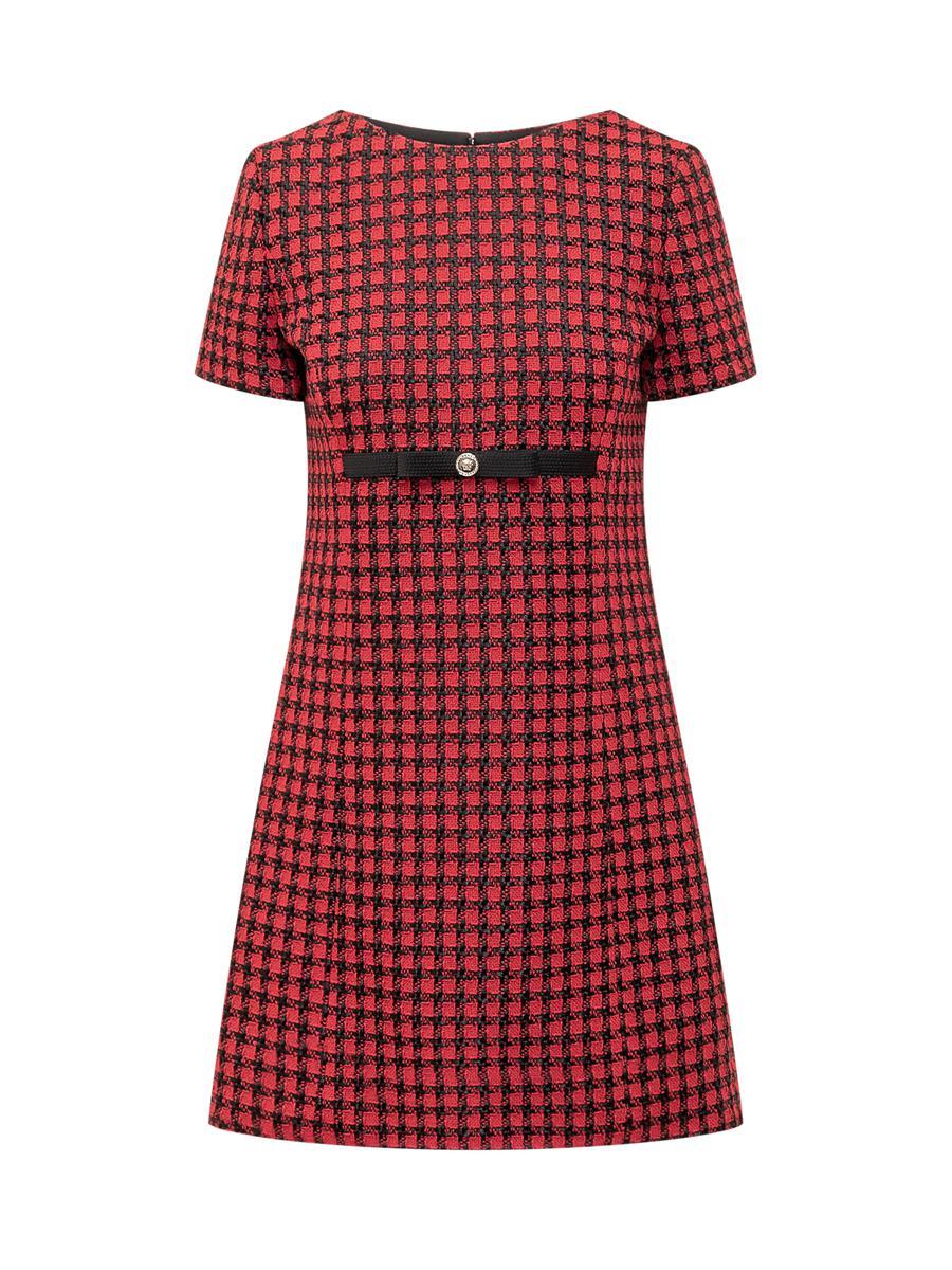Versace Dress Windowpane in Red | Lyst