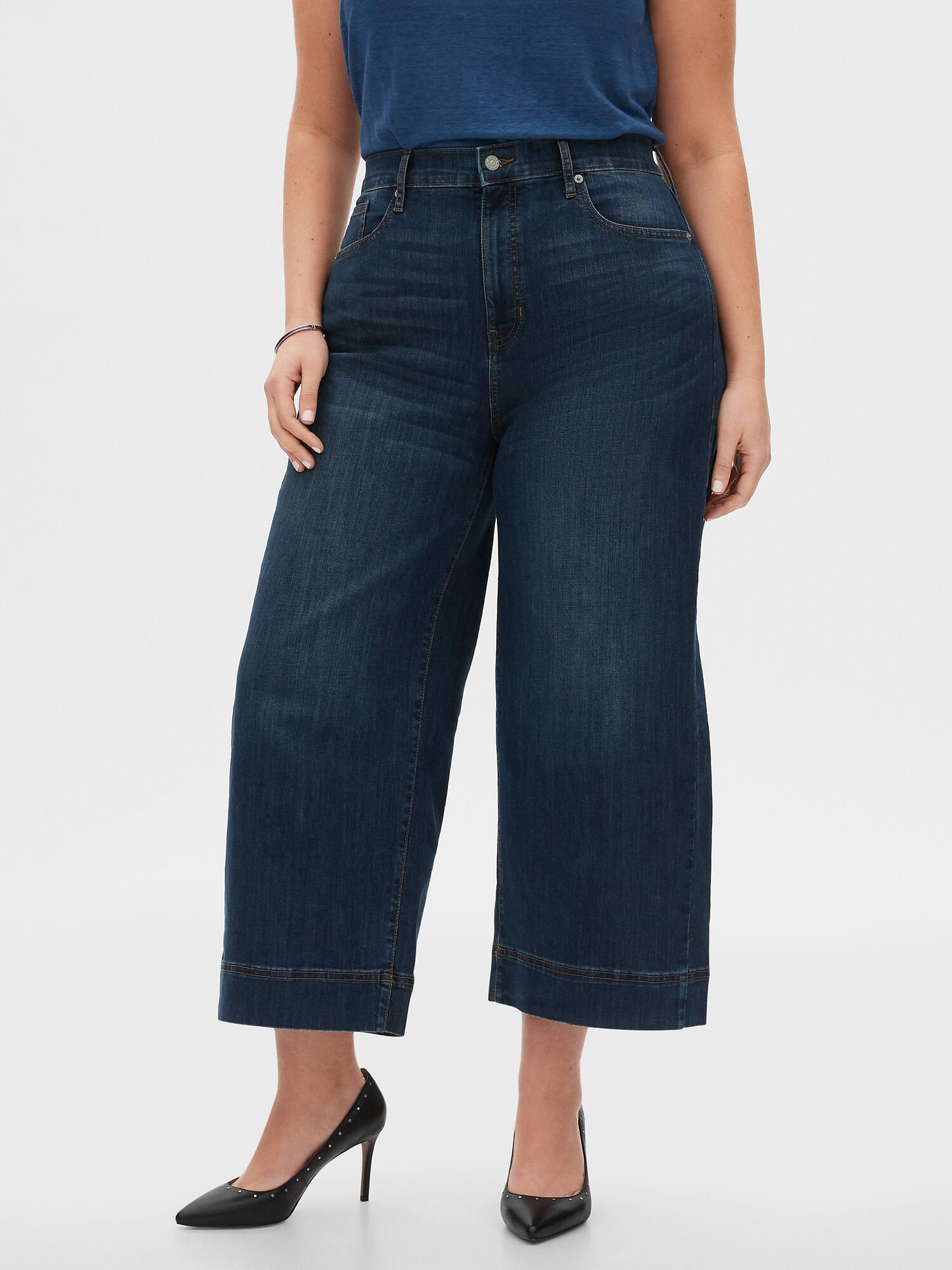 Banana Republic Factory Curvy High-rise Wide-leg Dark Wash Crop Jean in ...