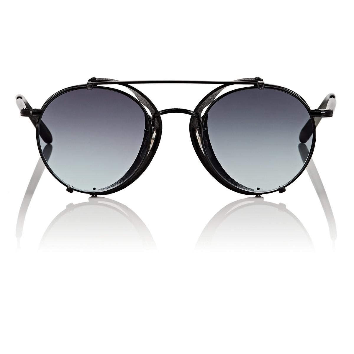 Garrett Leight Leather Wilson M Sunglasses & Clip-ons in Black for Men ... Garrett Leight Leather Wilson M Sunglasses & Clip-ons in Black for Men ...