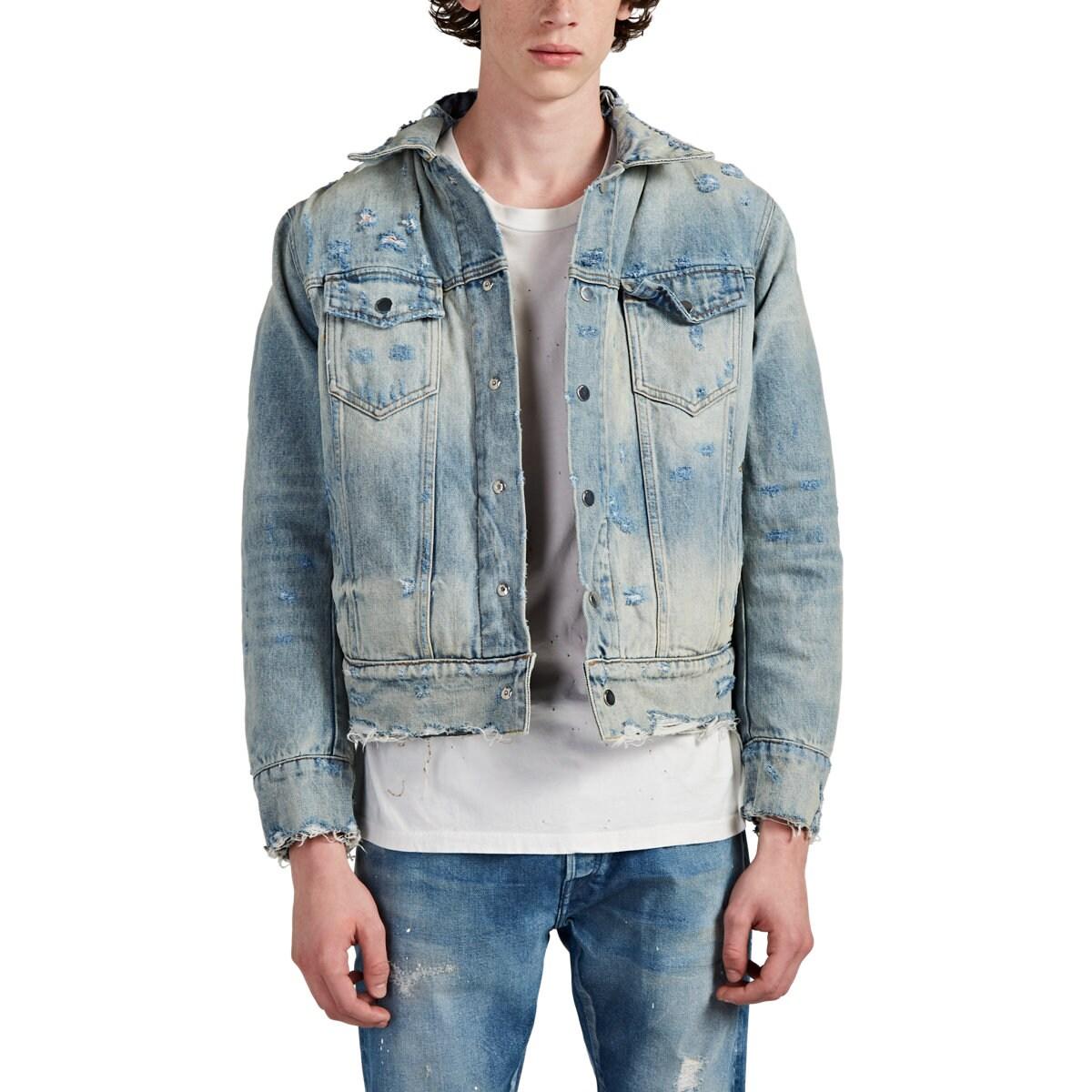 Amiri Cotton Reversible Distressed Trucker Jacket in Black for Men - Lyst