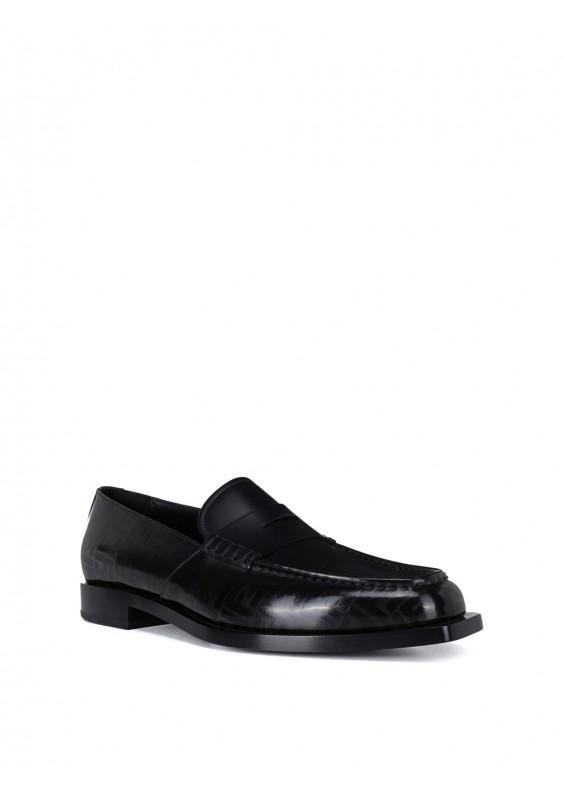 Fendi Leather Loafers in Black for Men - Lyst