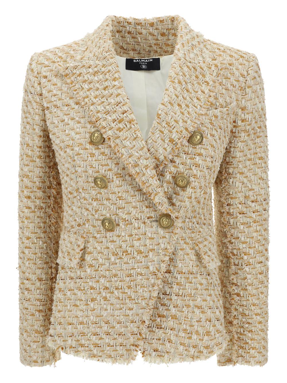 Balmain Blazer Jacket in Natural | Lyst