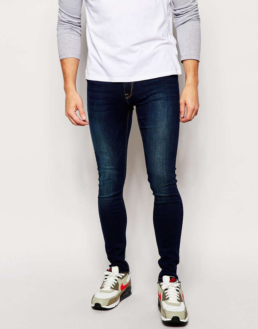 Asos Spray On Jeans In Blue For Men Lyst