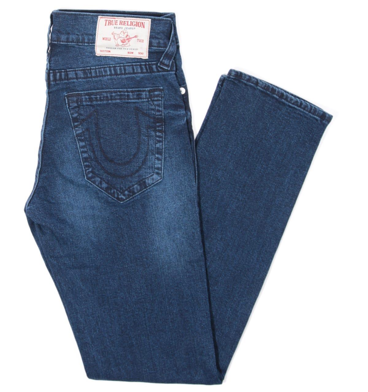 True Religion Mens Blue Distressed Geno Relaxed Slim Denim Skinny Jeans ...