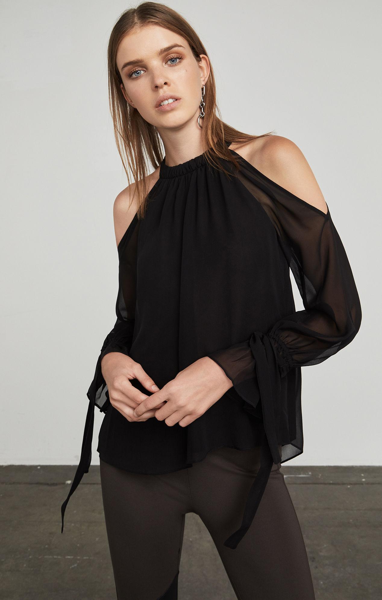 Cold Shoulder Halter Top Off Shoulder Top