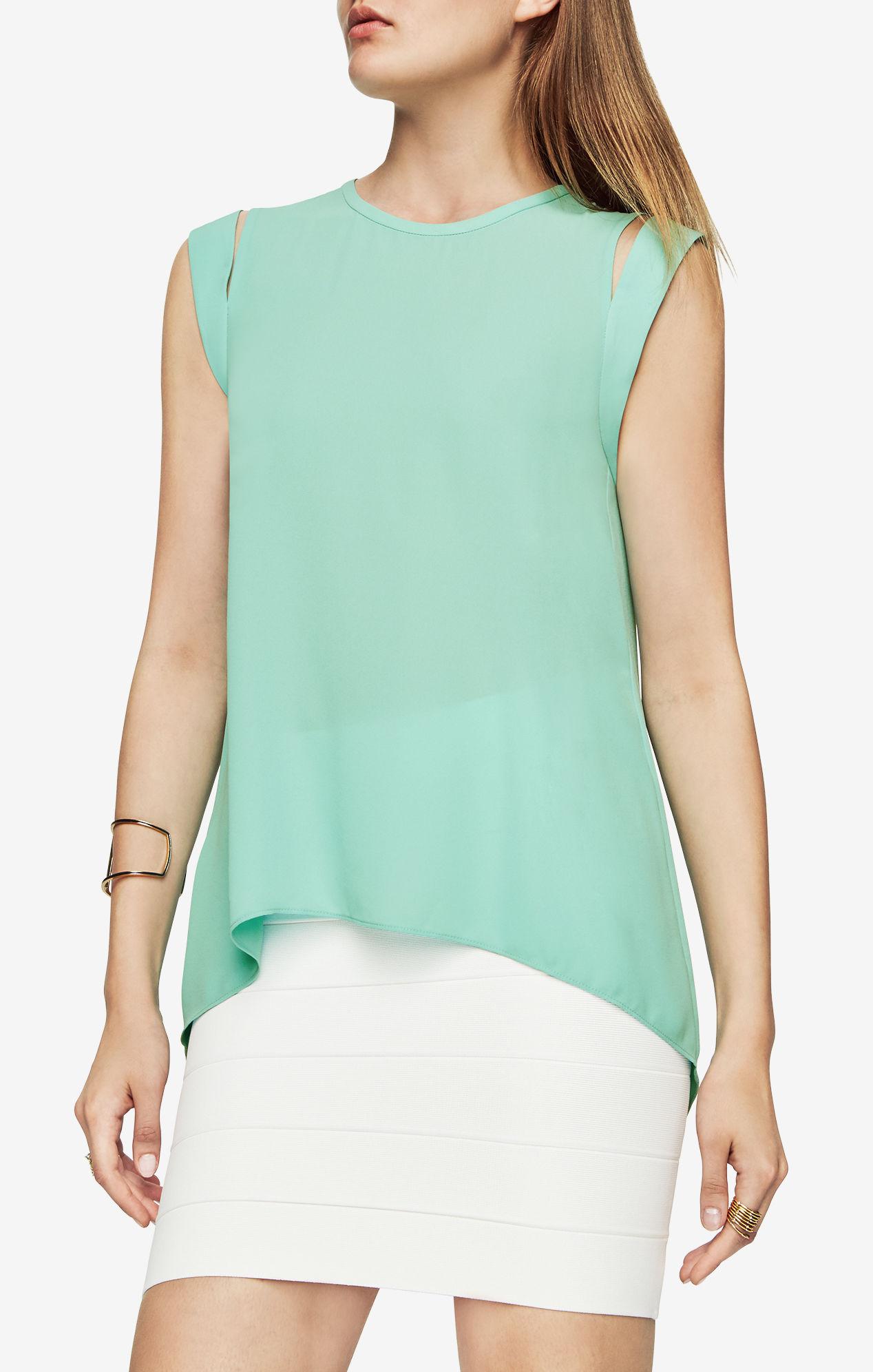 Bcbgmaxazria Bcbg Calin Cold Shoulder Top In Green Lyst
