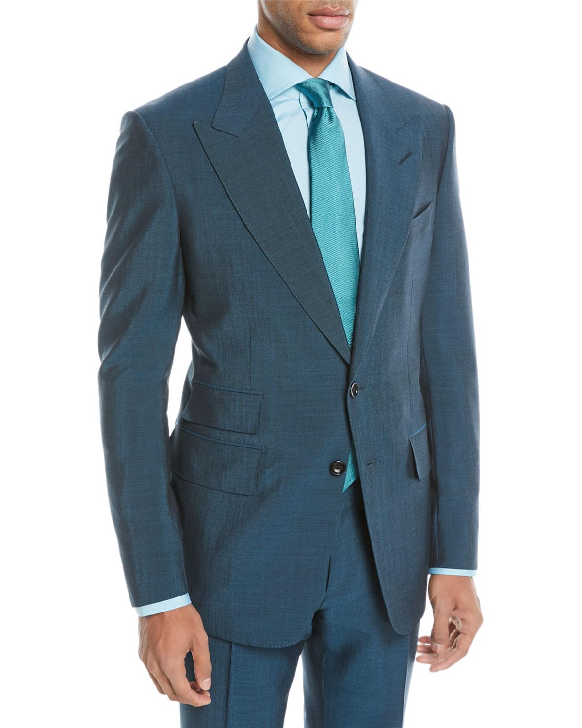 Tom Ford Textured Wool Blend Two Piece Suit In Teal Blue For Men Save 51 Lyst