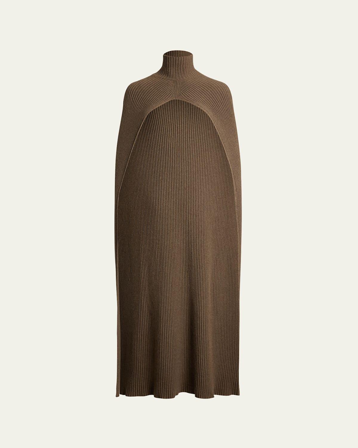 Ralph Lauren Turtleneck Lofty Cashmere Rib Cape in Natural | Lyst