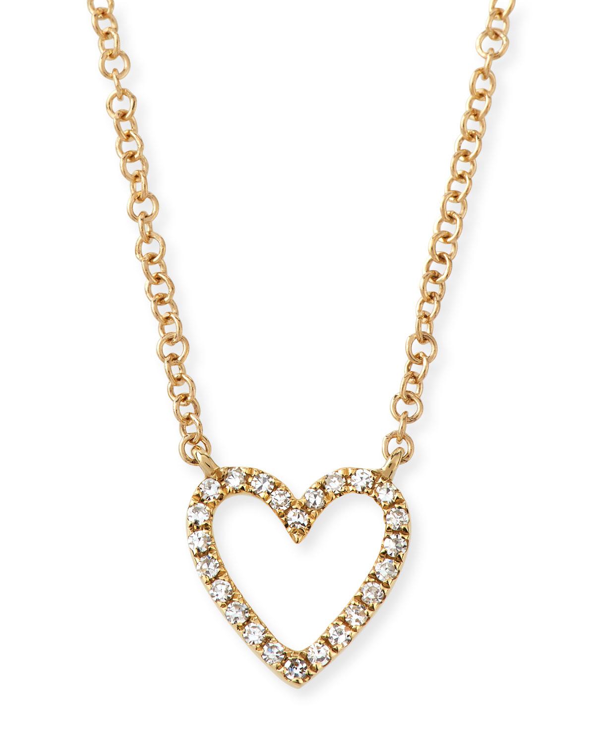 EF Collection 14k Diamond Open Heart Necklace in Gold (Metallic) - Lyst
