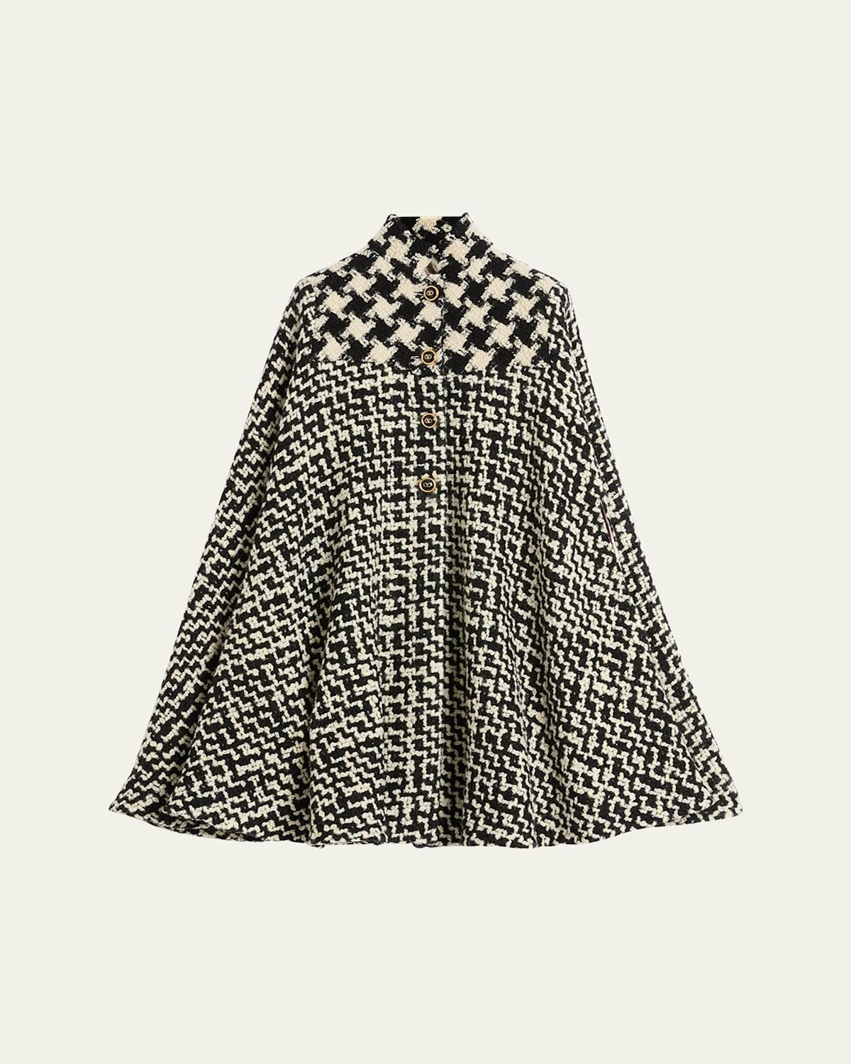 Valentino Garavani Tweed Houndstooth Wool Cape | Lyst