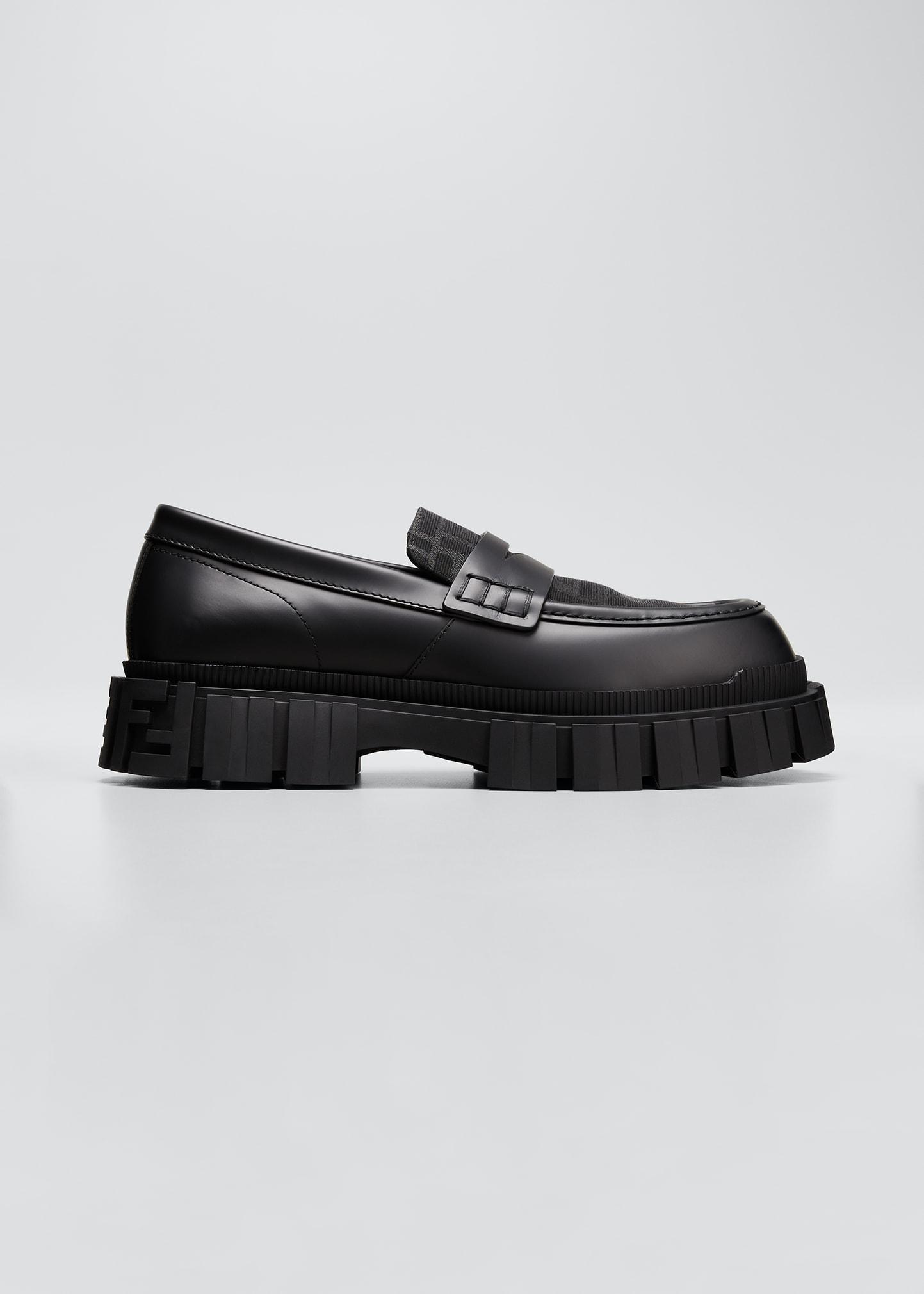 Fendi Ff Lug-sole Penny Loafers in Black for Men | Lyst