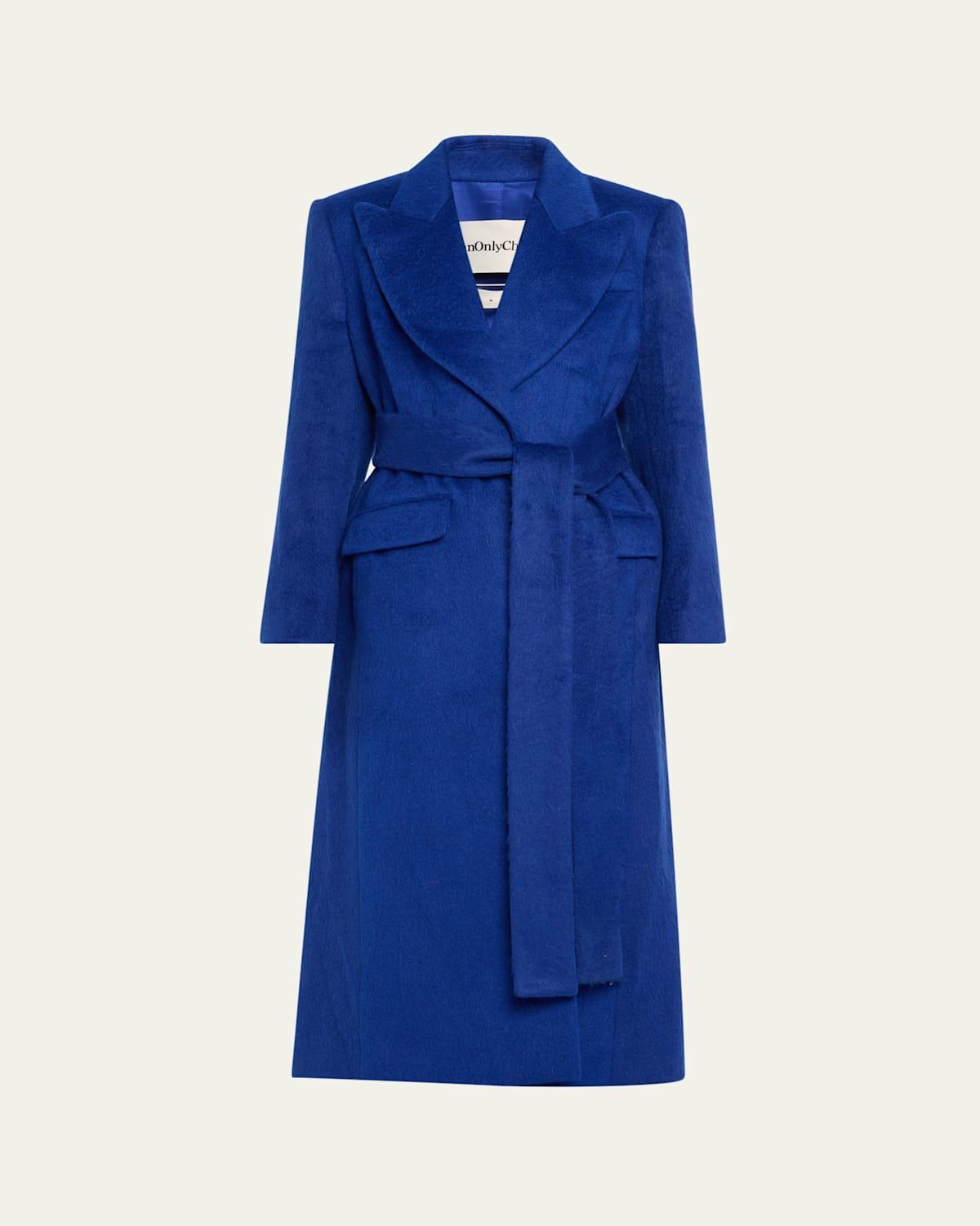 Only Child Easington Belted Mohair Wool Coat in Blue | Lyst