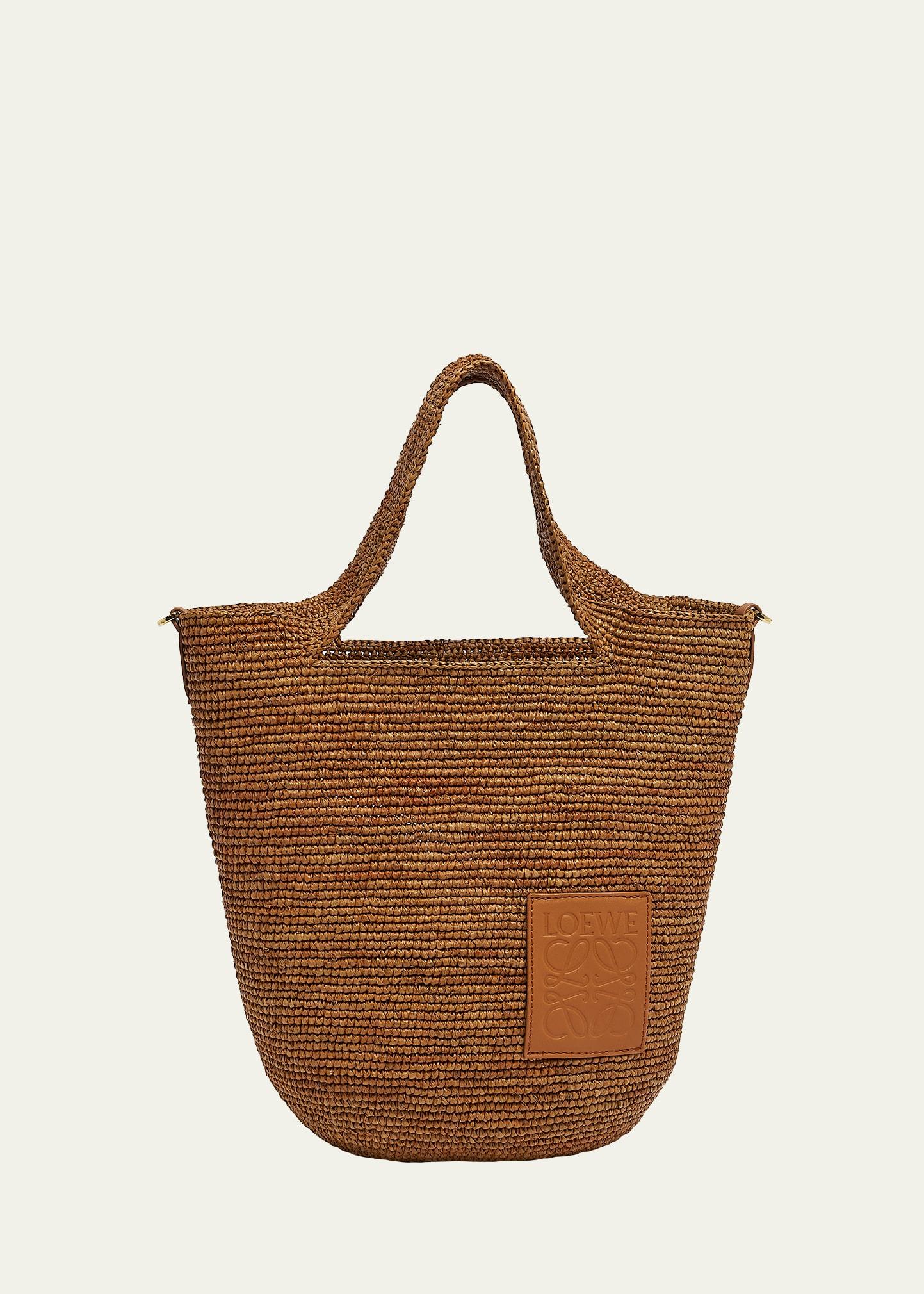 Loewe X Paula's Ibiza Slit Mini Tote Bag In Raffia With Leather Anagram ...