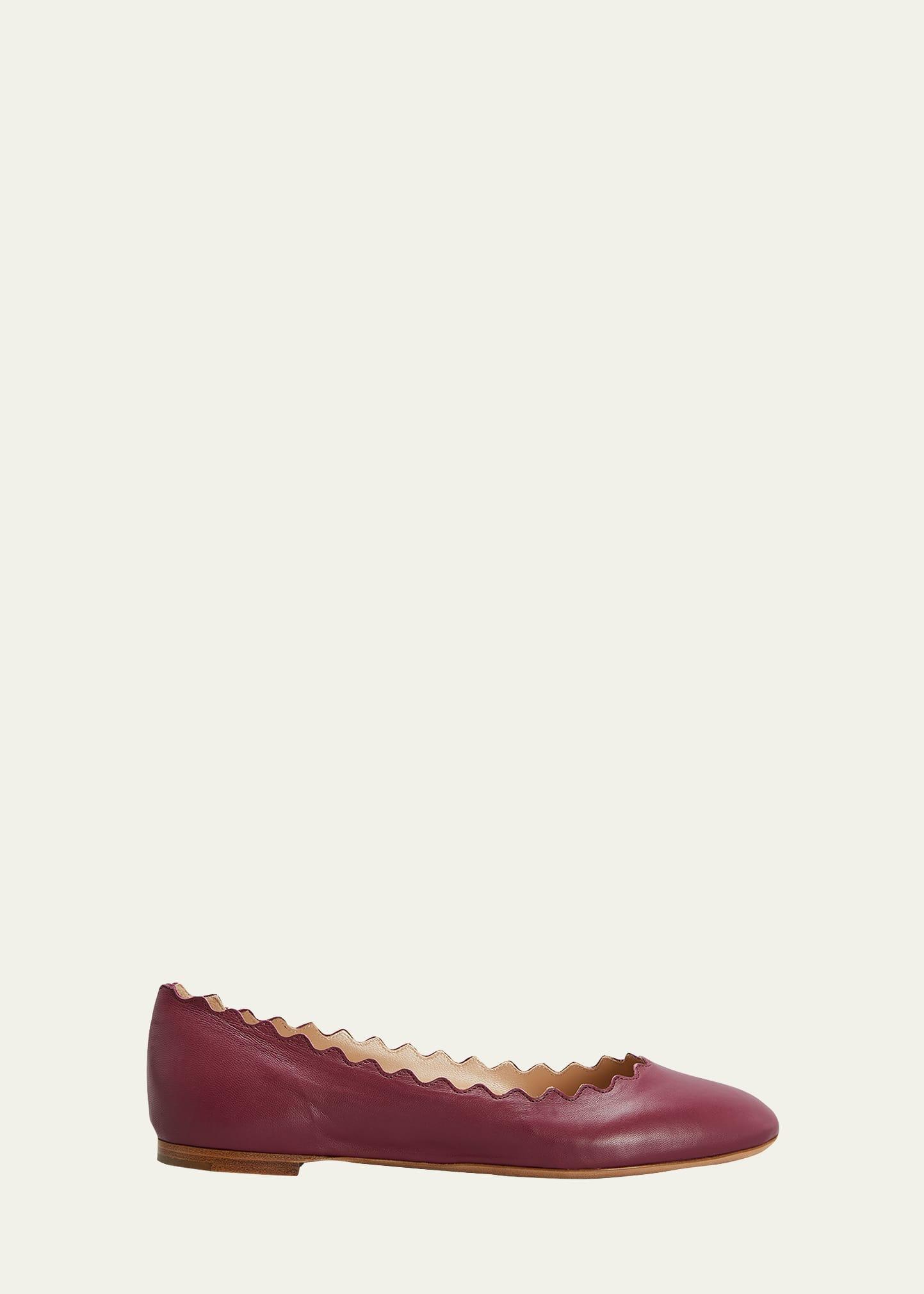 Chloé Lauren Scalloped Leather Ballet Flats in Red | Lyst Chloé Lauren Scalloped Leather Ballet Flats in Red | Lyst