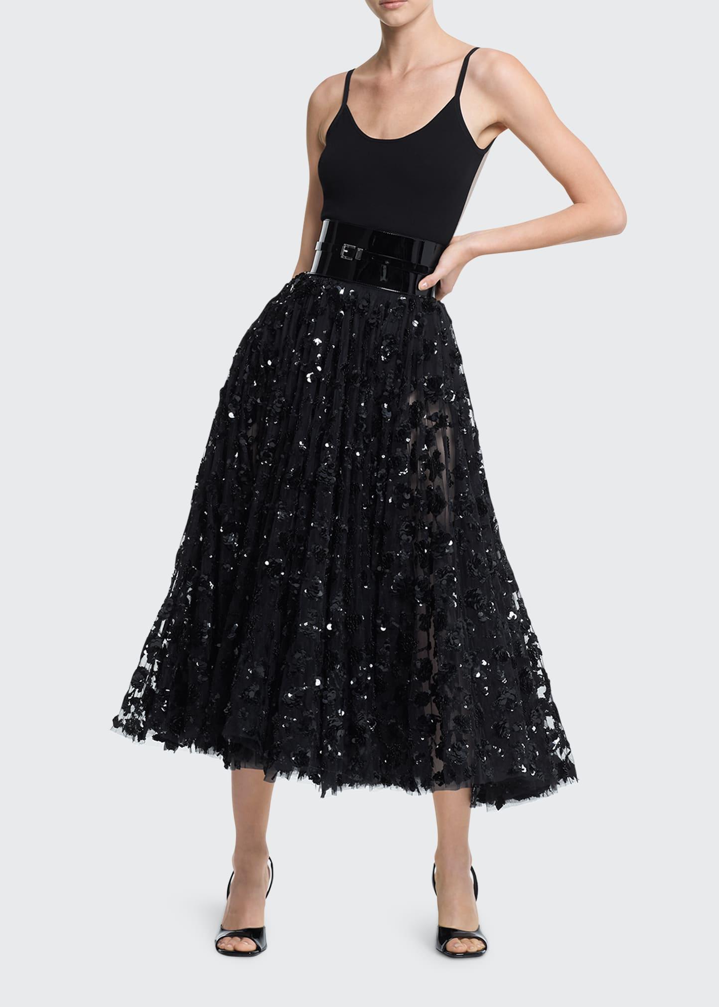 Michael Kors Sequin Embellished Tulle Midi Skirt In Black Lyst