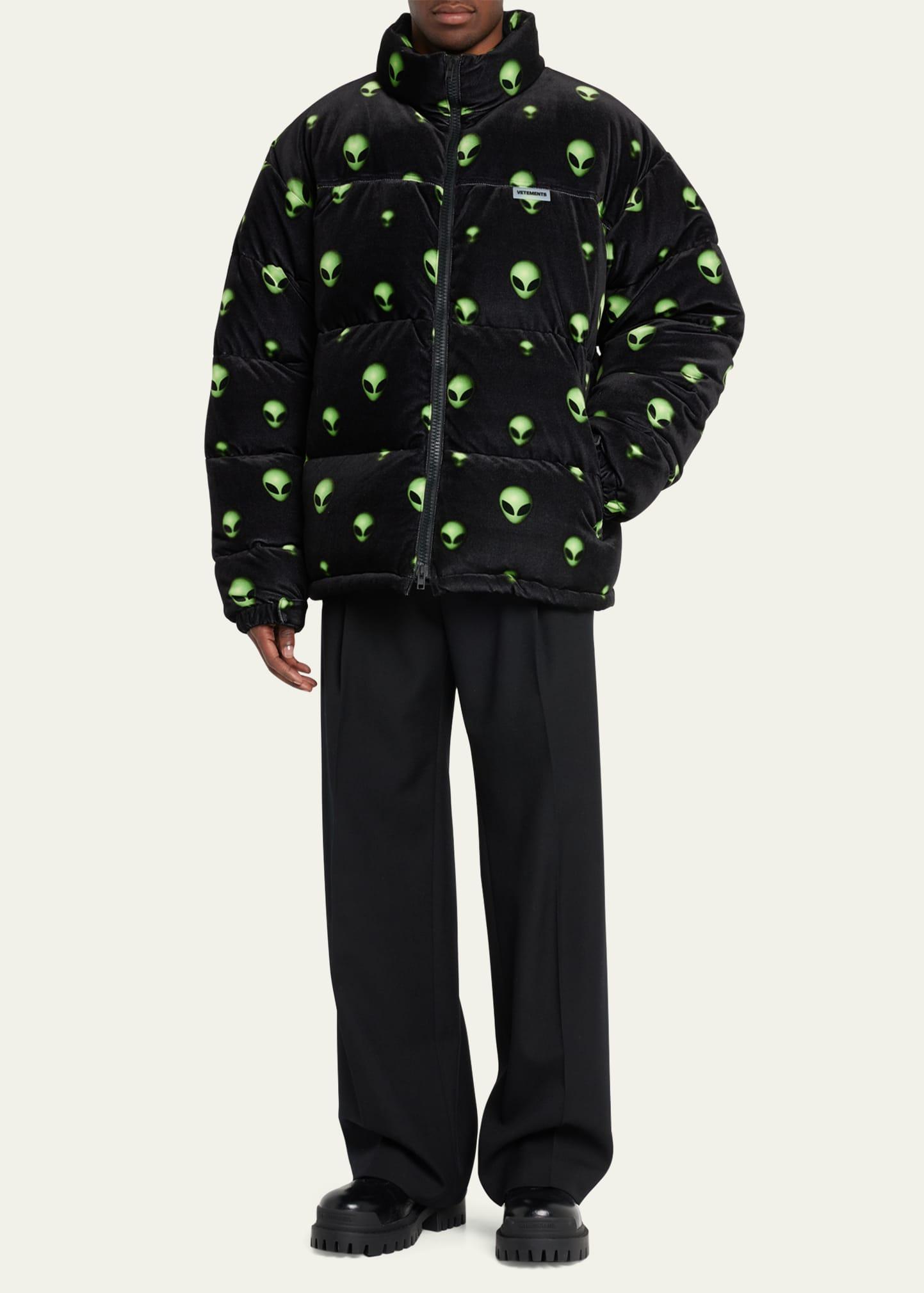 Vetements Velvet Alien Head Puffer Jacket in Black for Men | Lyst
