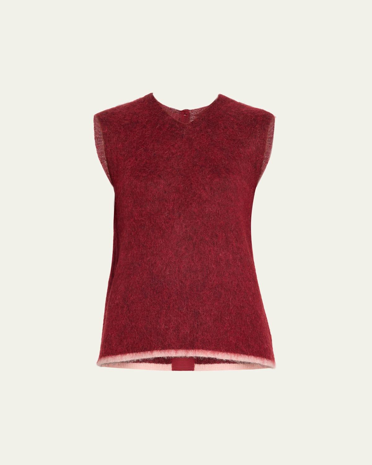 Zankov Yasemin Open-Back Brushed Alpaca Vest in Red | Lyst