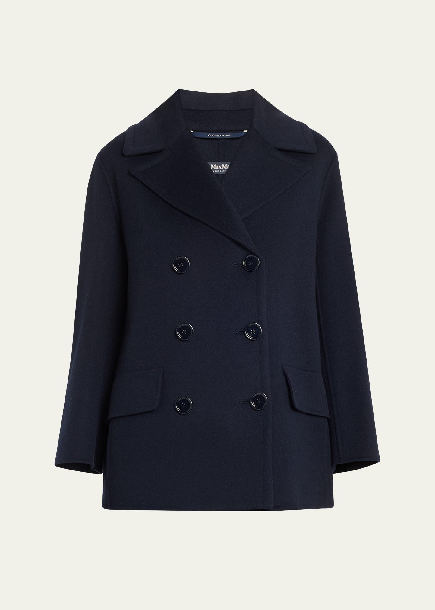 Max Mara Efebo Double-breasted Wool Peacoat in Blue | Lyst