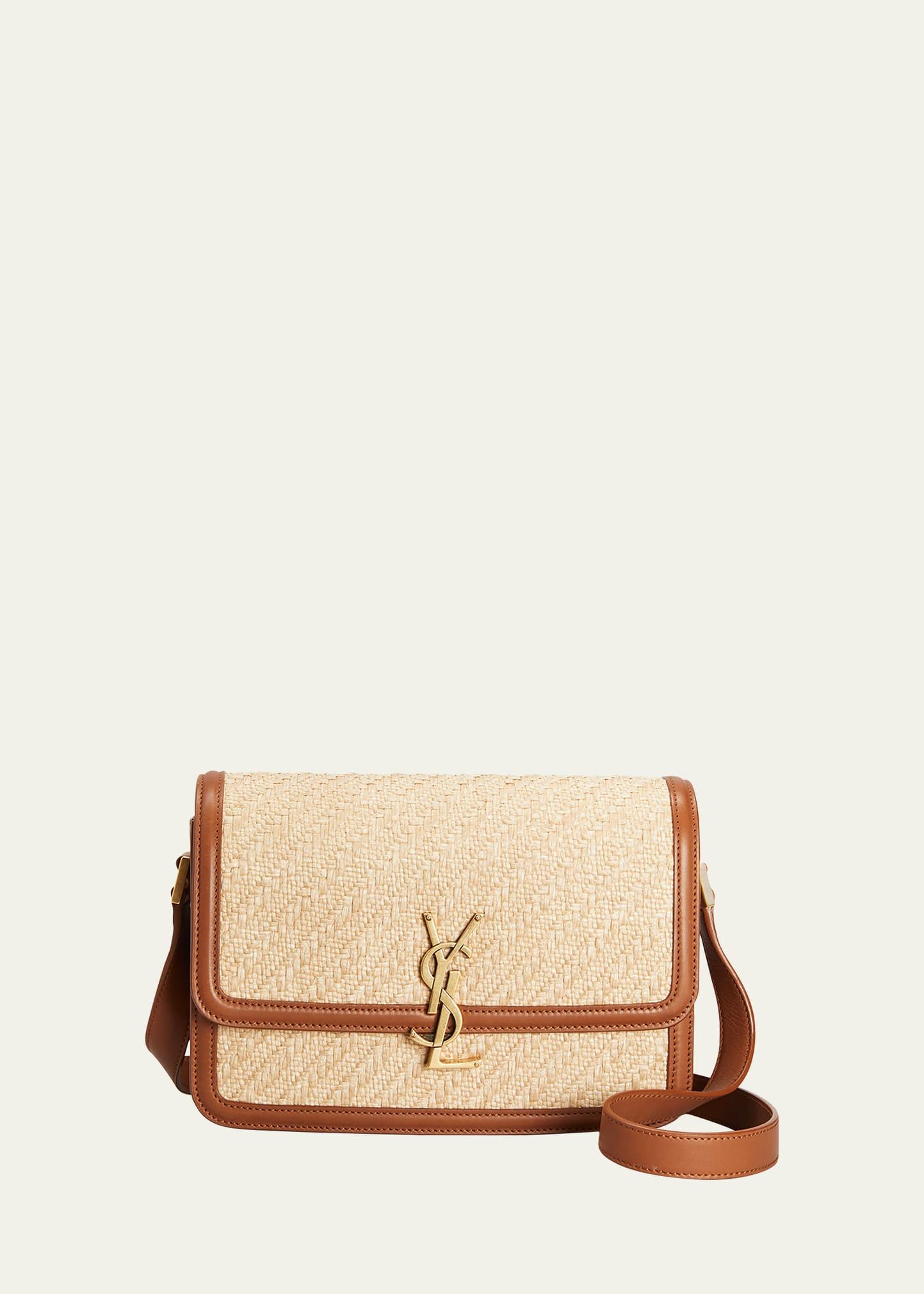 Saint Laurent Medium Ysl Flap Raffia Shoulder Bag in Natural | Lyst