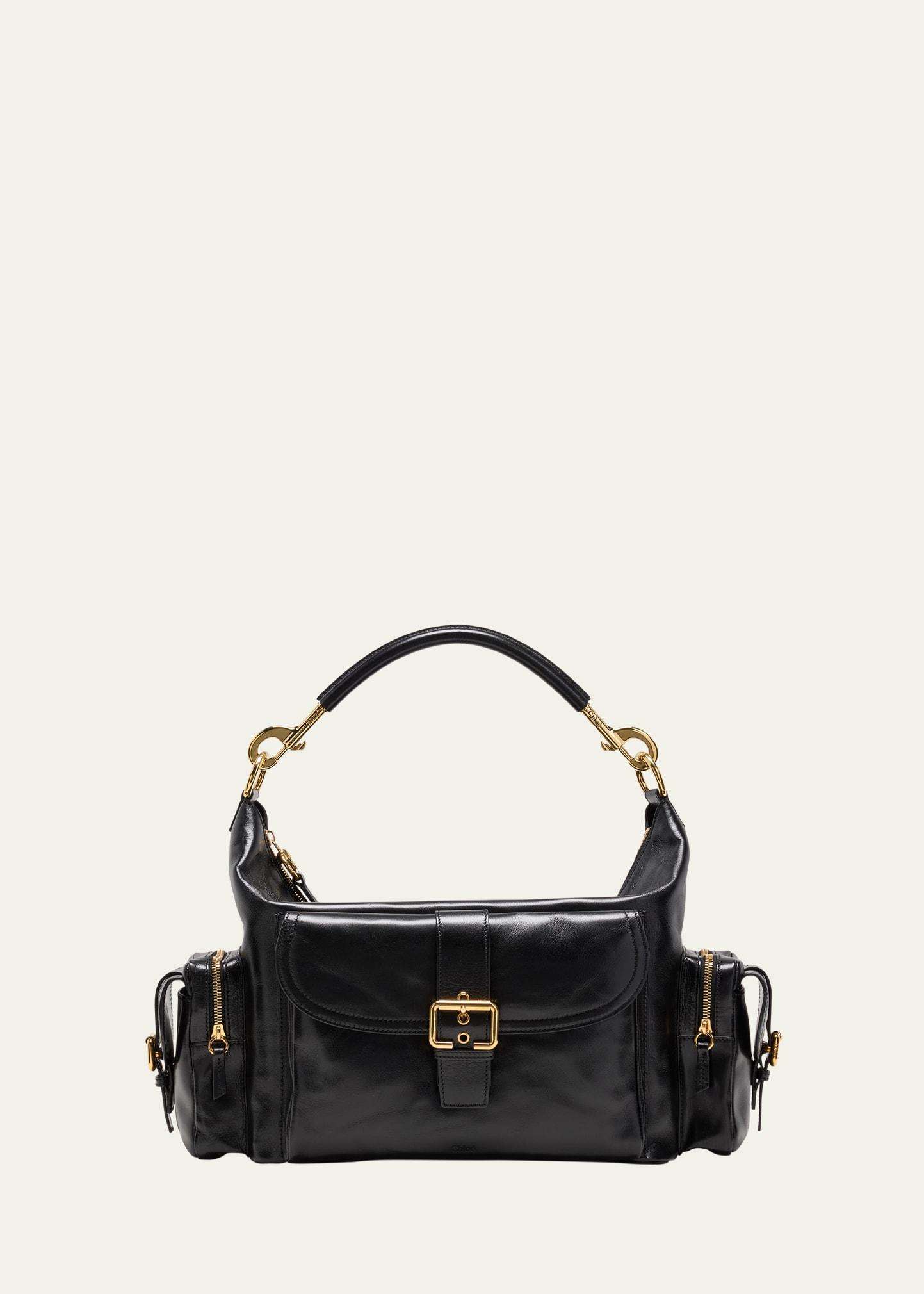 Chloé Camera Bag Large In Natural Shiny Calfskin in Black | Lyst
