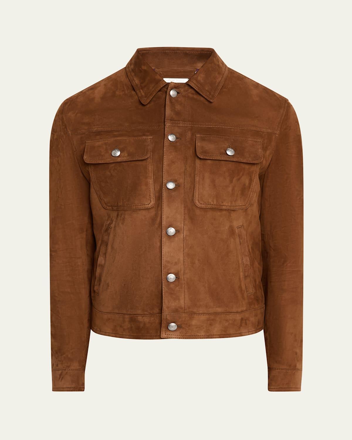 Ralph Lauren Luxe Suede Trucker Jacket in Brown for Men | Lyst