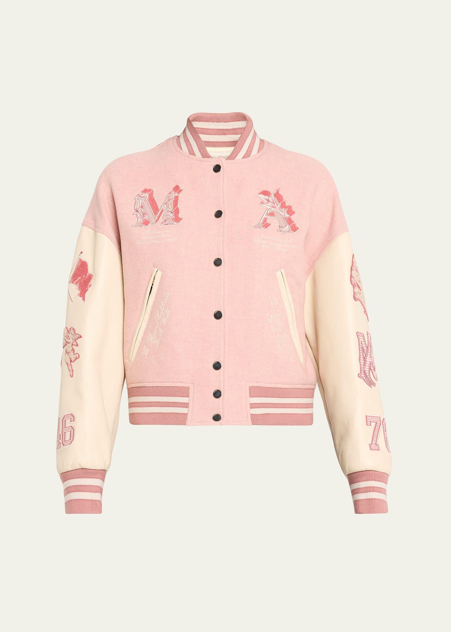 Amiri Angel Applique Varsity Jacket In Pink Lyst