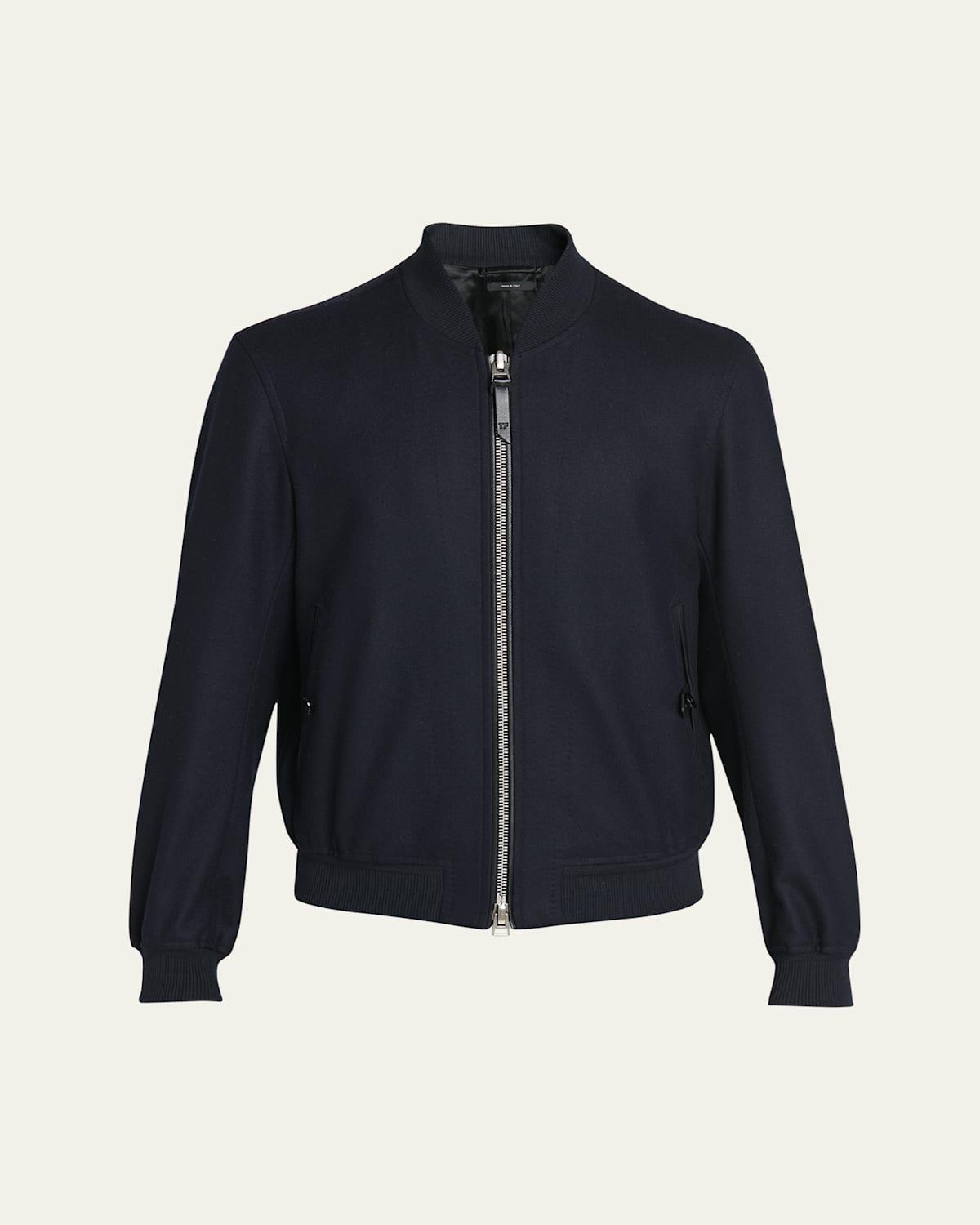 Tom Ford Wool Felted Full-Zip Bomber Jacket in Blue for Men | Lyst