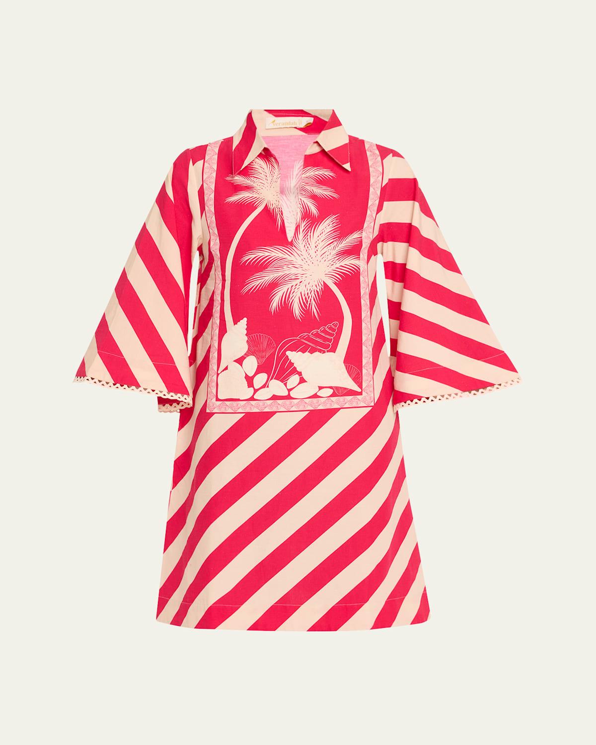 VERANDAH Palm Panel Kaftan Dress in Pink | Lyst