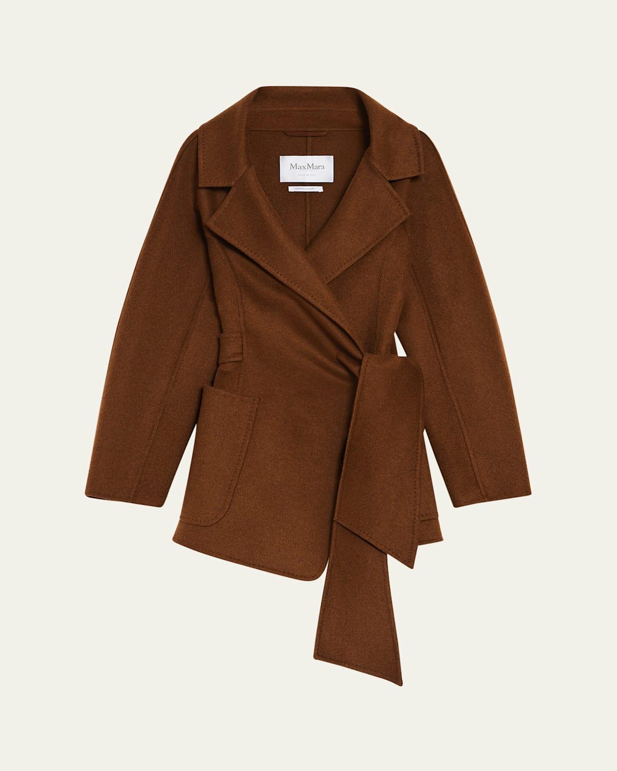 Max Mara Holly Wool Wrap Jacket in Brown | Lyst
