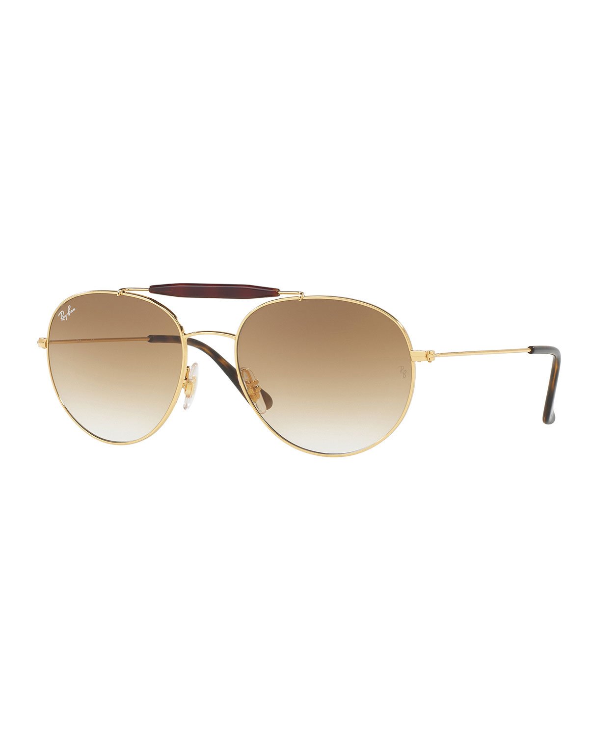 Ray Ban Gradient Round Brow Bar Sunglasses In Multicolor Browngold Lyst