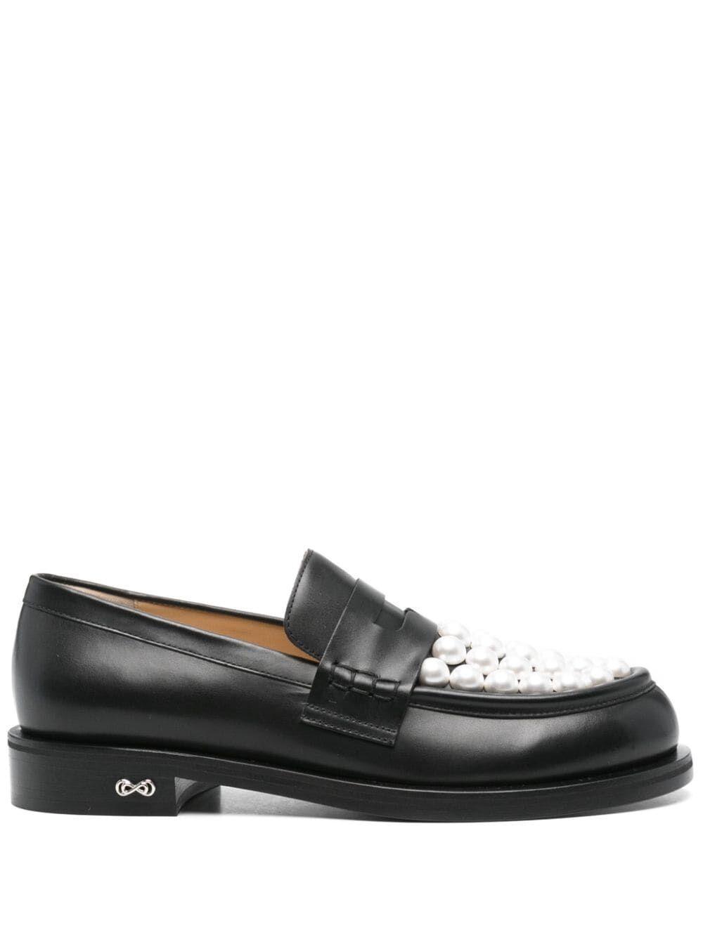 Mach & Mach Logo-Plaque Loafers in Black | Lyst