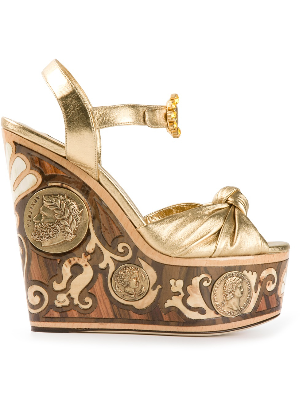 Dolce And Gabbana Opulent Wedge Sandals In Metallic Lyst