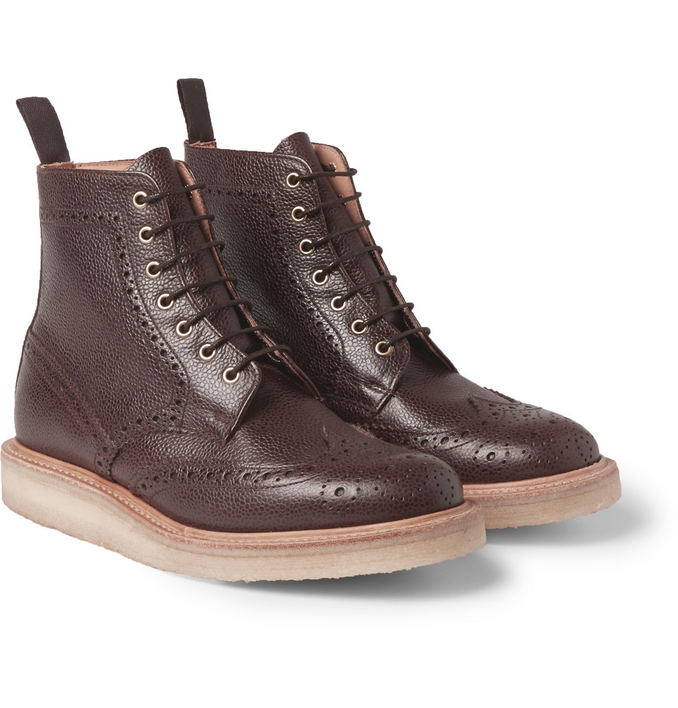 Mark McNairy New Amsterdam Crepe-Sole Leather Brogue Boots in Brown for ...