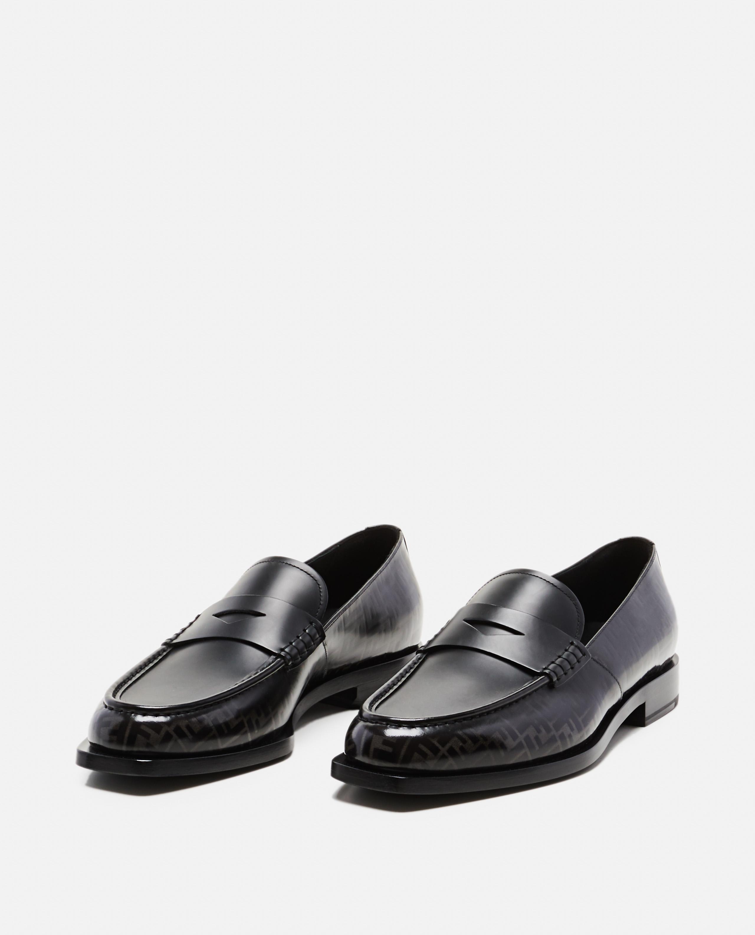 Fendi Ff Logo Leather Penny Loafers in Black for Men - Save 8% - Lyst