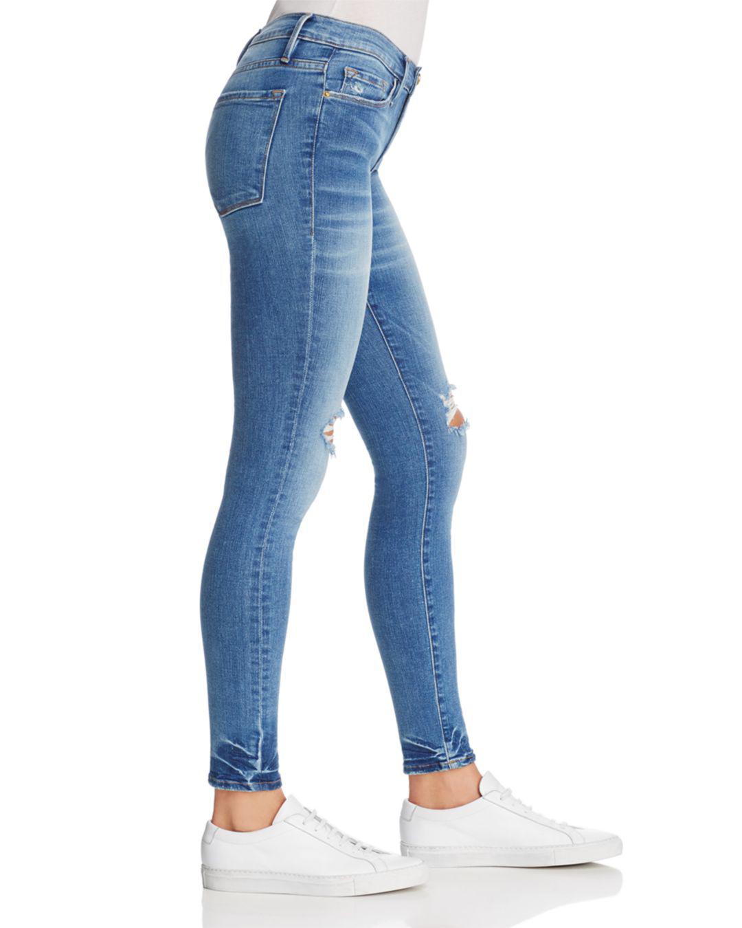 FRAME Denim Le Skinny De Jeanne Jeans In Roman in Blue - Lyst