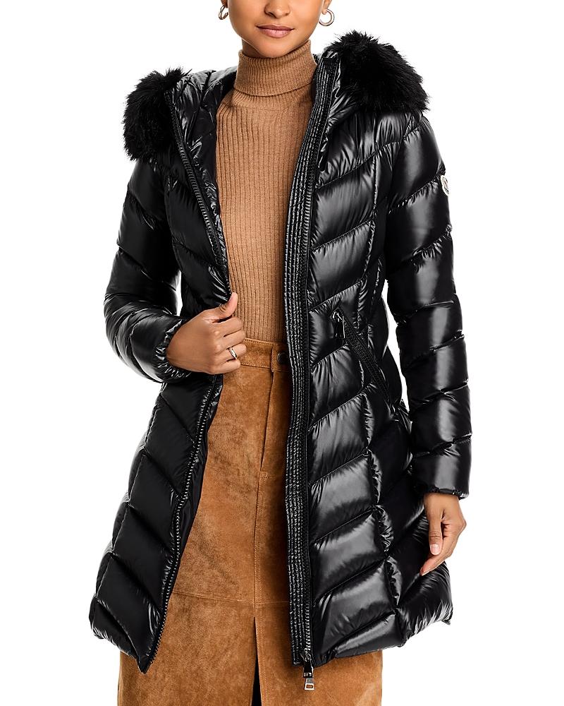 Moncler Fulmarus Faux Fur Trim Down Puffer Coat in Black | Lyst
